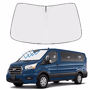 Proadsy 2024 Upgrade Front Windshield Sun Shade Foldable Sunshade Protector Custom Fit 2024 2023 2022 2021 2020 2019 2018 2017 2016 2015 Ford Transit Accessories