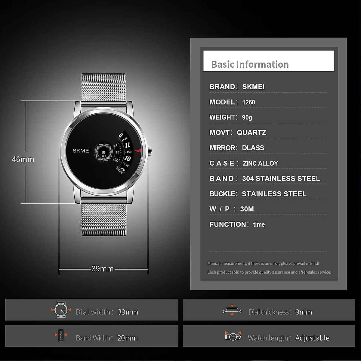 SKMEI Wrist Watch for Men, Cool Luxury Analog Watches for Men Unique Wristwatch Dress Business Mens Watches with Stainless Steel Band