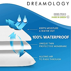Dreamology Pillow Protectors, Cotton Terry Zippered, 100% Water Proof & Hypoallergenic, Extend Pillow Life by 3X, Breathable, Waterproof Pillow Case Cover (Cotton, Pack 4 - Standard [20x26])