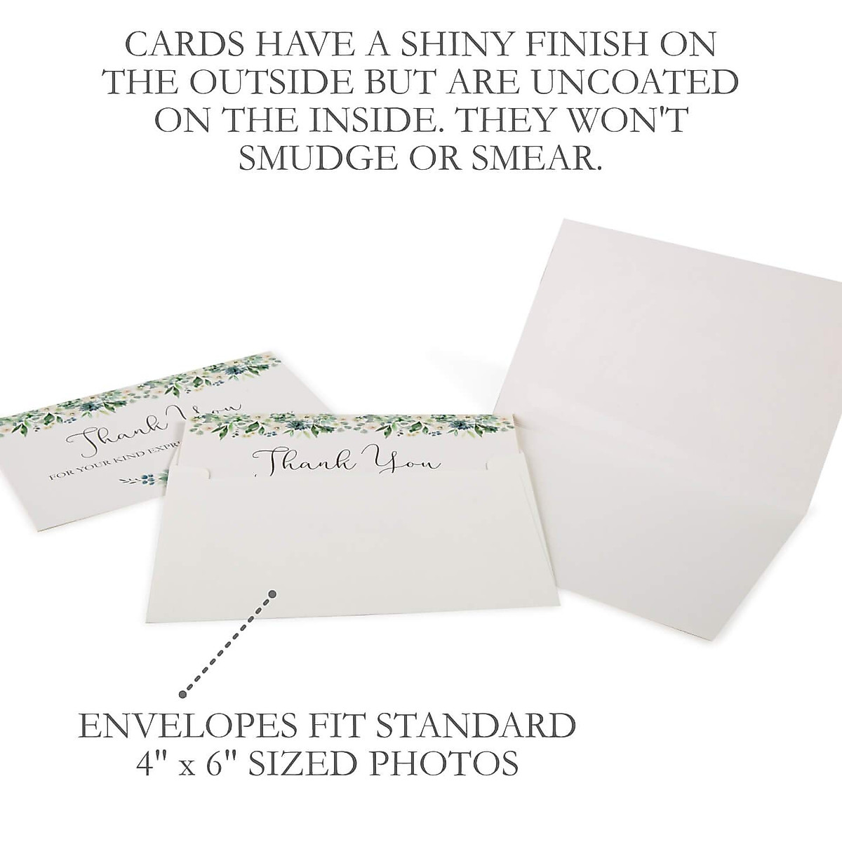 VNS Creations Sympathy Thank You Cards - 300 GSM Thick And Durable Card Stock - Blank On Inside With A Shiny Finish On Outside - Won't Smudge Or Smear - Cards For Somber Occassion