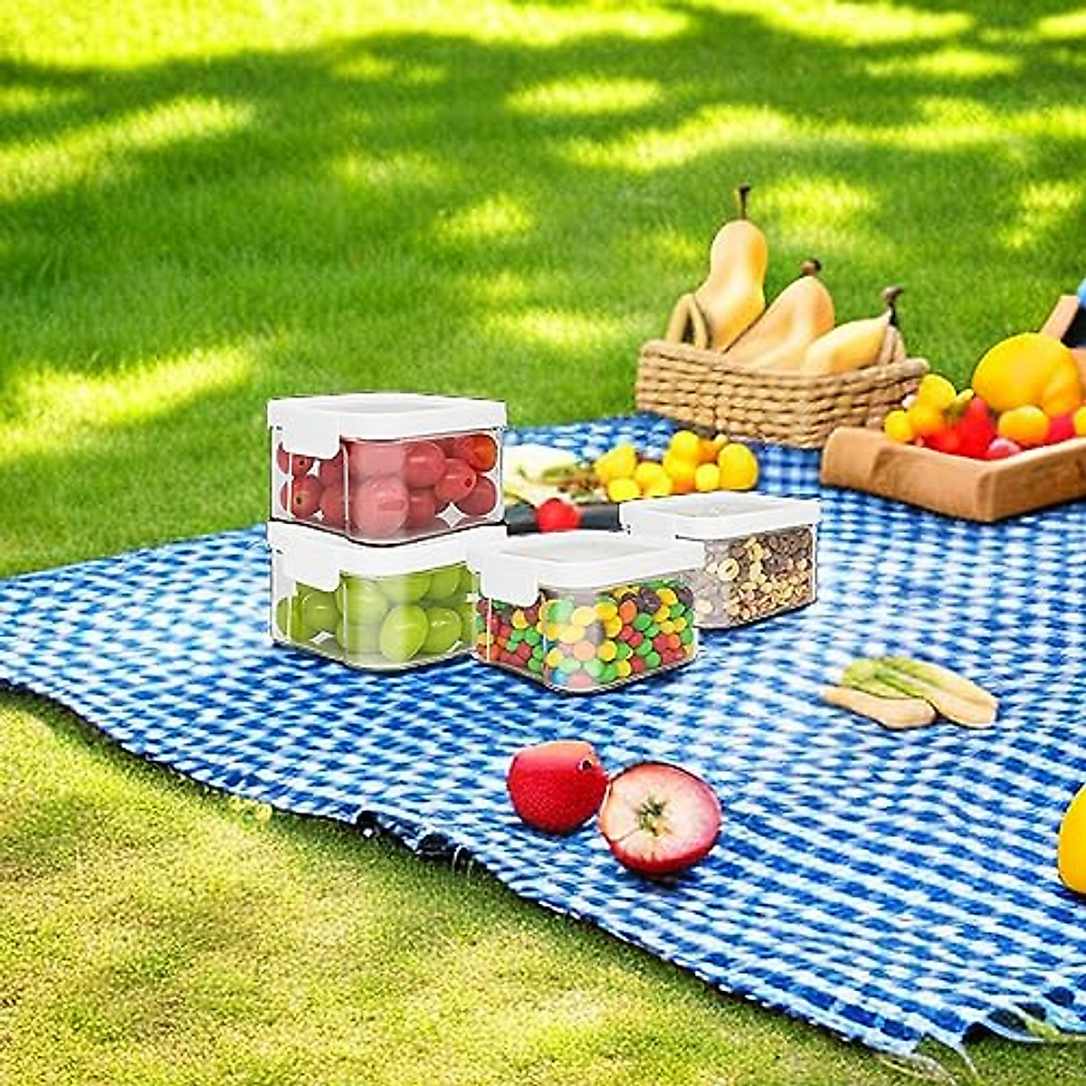 16PCS Square Pantry Food Storage Containers with Lid Airtight, Small Cereal Containers for Kitchen, BPA-Free Thick Plastic Canisters for Candy, Fruit, Snacks, Grains, Cookies Container (460ml/15oz)