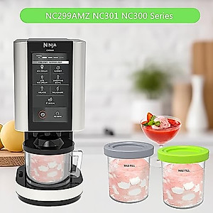 Aooba Extras Containers 16oz, Replacement for Ninja Creami Pints And Lids, Compatible with NC299AMZ NC301 NC300 Series, BPA Free & Dishwasher Safe Leak Proof (Green/Grey)