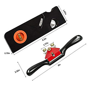 Block Planer+Adjustable SpokeShave Woodworking Set, Metal 45 Degree Manual Wood Planer Plane & Flat Base Metal Blade SpokeShave DIY Woodworking Craft Hand Tool
