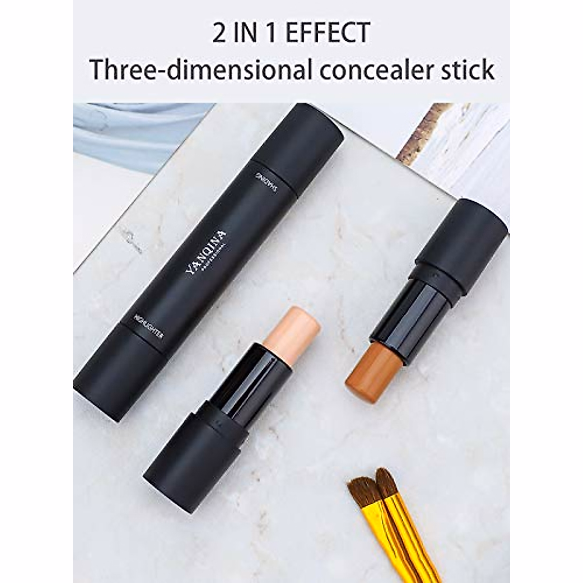 MIRORA Contour Stick, Concealer Contour, Shading Highlighter Stick for Makeup, 2 in 1 effect Face Cosmetics (2 Colors, Lvory, Dark Brown)