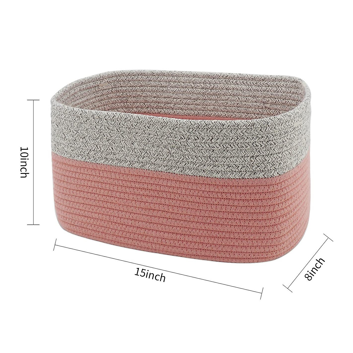 NUMONQ Cotton Baskets 3Pc Storage Set | Multi-Color ative Soft Basket Bins Organize Laundry Baby Toys Nursery with Handles, Pink/Blue/Green