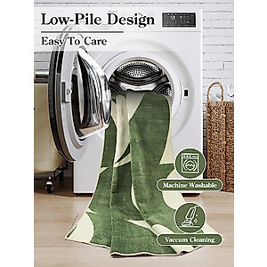 Lahome Abstract 5x7 Rug,Low-Pile Soft Green Rugs for Living Room,Retro Swirl Indoor Floor Carpet Washable for Dining Room Office Bedroom Entryway Non-Slip (5x7ft,Sage Green)