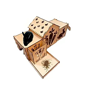 Indoor Bunny Rabbit Castle, Hideout and Wooden House Playset with Ramps, Hay Feeder & Waste Tray