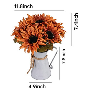 DDHS Artificial flower Centerpieces,15inch Fake Sunflower Potted Plants for Home Kitchen Office centerpiece, Fake Flower centerpiece Coffee Table with Metal Pots, Thanksgiving Table Centerpieces Decor