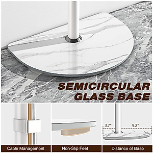 Universal Corner TV Floor Stand with Swivel Mount for 32-65 inch LED LCD Plasma Flat Panel or Curved Screen TVs, Mid Century Modern TV Stand with Height Adjustable and Semi Circular Glass Base, White