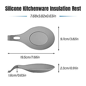 2Pcs Silicone Spoon Rest for Kitchen Counter, Heat-Resistant Cooking Spoon Holder for Stove Top, Multi-use Utensil Rest for Spatulas Tongs Ladles Whisks Spoons Forks (Black + Gray)