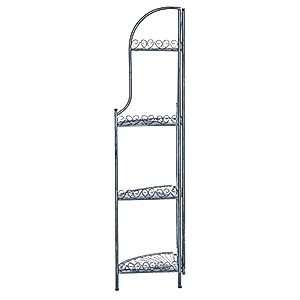 SAFAVIEH PAT5013C Outdoor Collection Abarrane Antique Blue Wrought Iron 4-Tier Corner Shelf