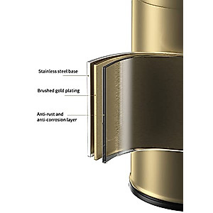 Huaqinglian Stainless Steel Gold Trash can with Flipping Lid 2.4gallon Fingerprint-Proof Garbage cans Wastebasket Bin for Kitchen bothroom Living Room (Silver)