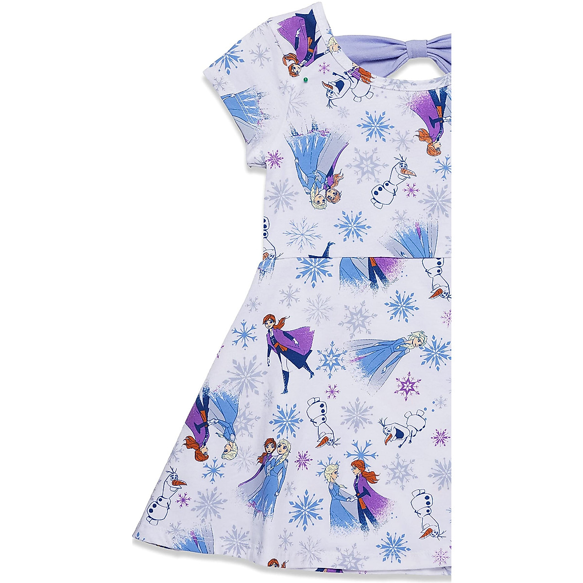 Disney Frozen Elsa Princess Anna Olaf Christmas Little Girls Skater Dress White/Purple 6X