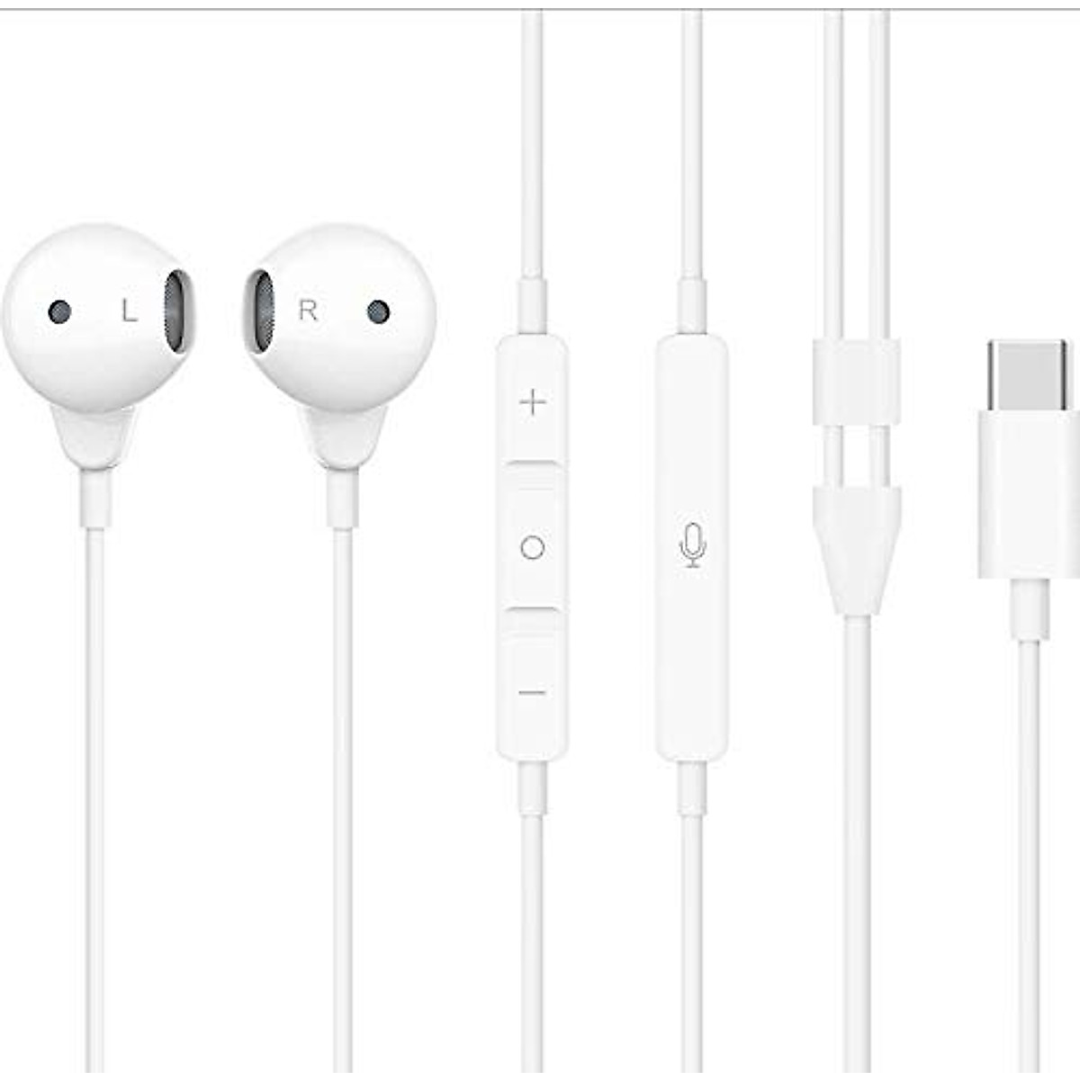 Wired Earbuds HiFi Stereo Headphones Earphones w/Microphone USB Type C Connector only Fit for Huawei P30 Pro, P20 Pro, Mate 30 Pro, Mate 20 Pro, Mate 10 Pro, Xiaomi Mi 9, Mi 9 SE, Mi 8, Mi A2 (White)