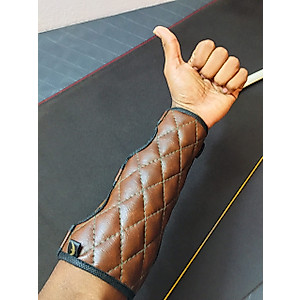 Star Quick Links Archery Arm Guard for Men Women & Kids, Rexine Leather, Adjustable Fit, 3 Hook & Loop Fasteners, Perfect Hold, Bow Archery Protect 3 Strap Guard, Arm Guard Forearm Protector (Brown)