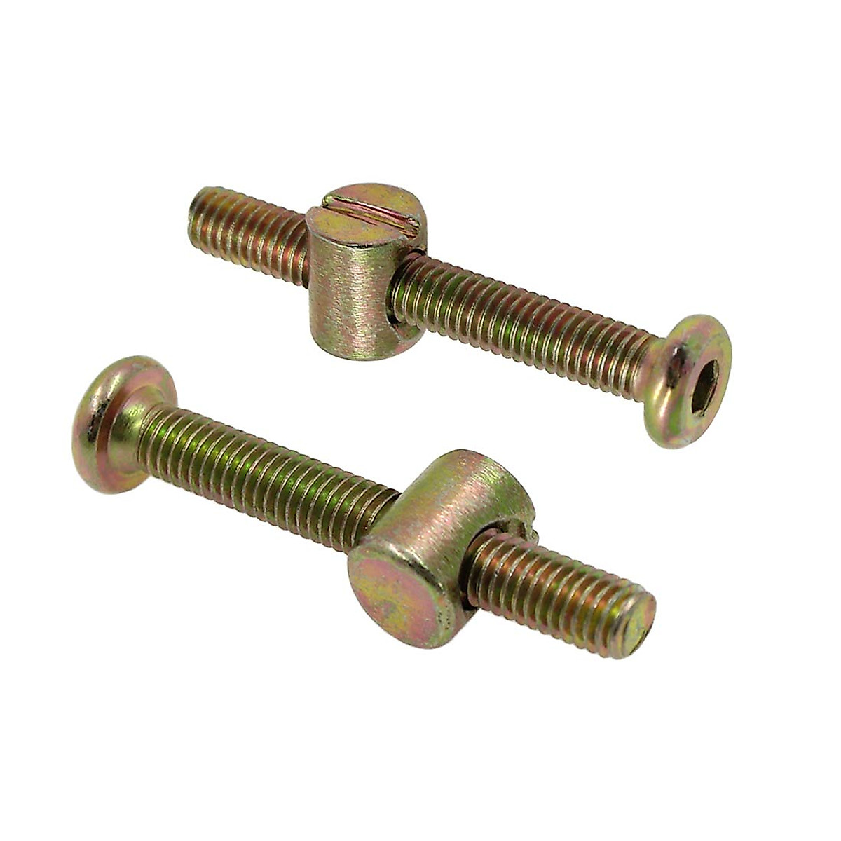 Eilumduo 20 Sets Crib Screws and Bolts, M6 x 45mm Zinc Plated Hex Socket Head Cap Screws Bolt Nuts, Barrel Bolt Nuts Hardware Replacement Kit for Furniture Cots, Beds Crib, Chairs (Slotted Barrel Nut)