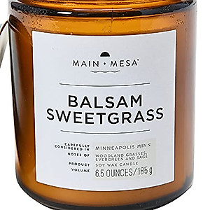 Main + Mesa Amber Lidded Amber Glass Jar Candle, 6.5 oz, Burn time up to 32 Hours