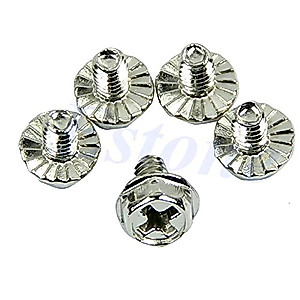 100pcs Plated Steel Toothed Hex 6/32 for Computer PC Case Hard Drive Motherboard Mounting Screws SCRW-004080