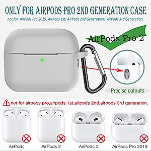 Coffea for Airpods Pro 2nd Generation Case Cover, Soft Silicone Shock-Absorbing Protective Case with Keychain for New Apple Airpods Pro 2 Case 2022 [Front LED Visible] - Gray