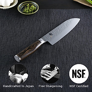 Shun Premier 7" Santoku Knife Hand-Sharpened, Handcrafted in Japan, Light, Agile and Easy to Maneuver, 7-Inch, Silver