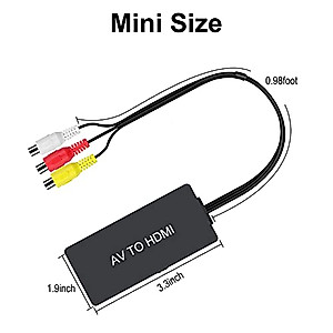 RuiPuo RCA to HDMI Converter, AV to HDMI Adapter, Composite to HDMI Adapter Support 1080P, PAL/ NTSC Compatible with WII/WII U/PS one/PS2/PS3/STB/Xbox/VHS/VCR/Blue-Ray DVD ect.