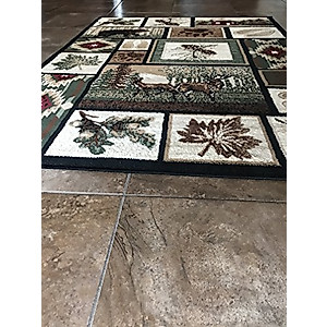 Carpet King Cabin Style Area Rug Rustic Western Country Bear Elk Deer Bear Wildlife Lodge Native Design 386 (5 Feet 2 Inch X 7 Feet 3 Inch)