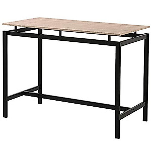 Rockjame Dining Table Set, Upgrade Version 5 Piece Counter Height Pub Table Set with 4 Chairs for The Bar, Breakfast Nook, Kitchen Room, Dining Room and Living Room (Oak)