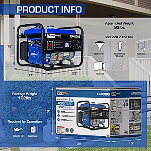 DuroMax XP4000S Portable Generator-4000 Watt Gas Powered Camping & RV Ready, 50 State Approved