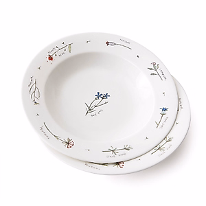 RACHEL BARKER Meadow Flower Porcelain Salad Pasta Bowls Set of 2, 13oz