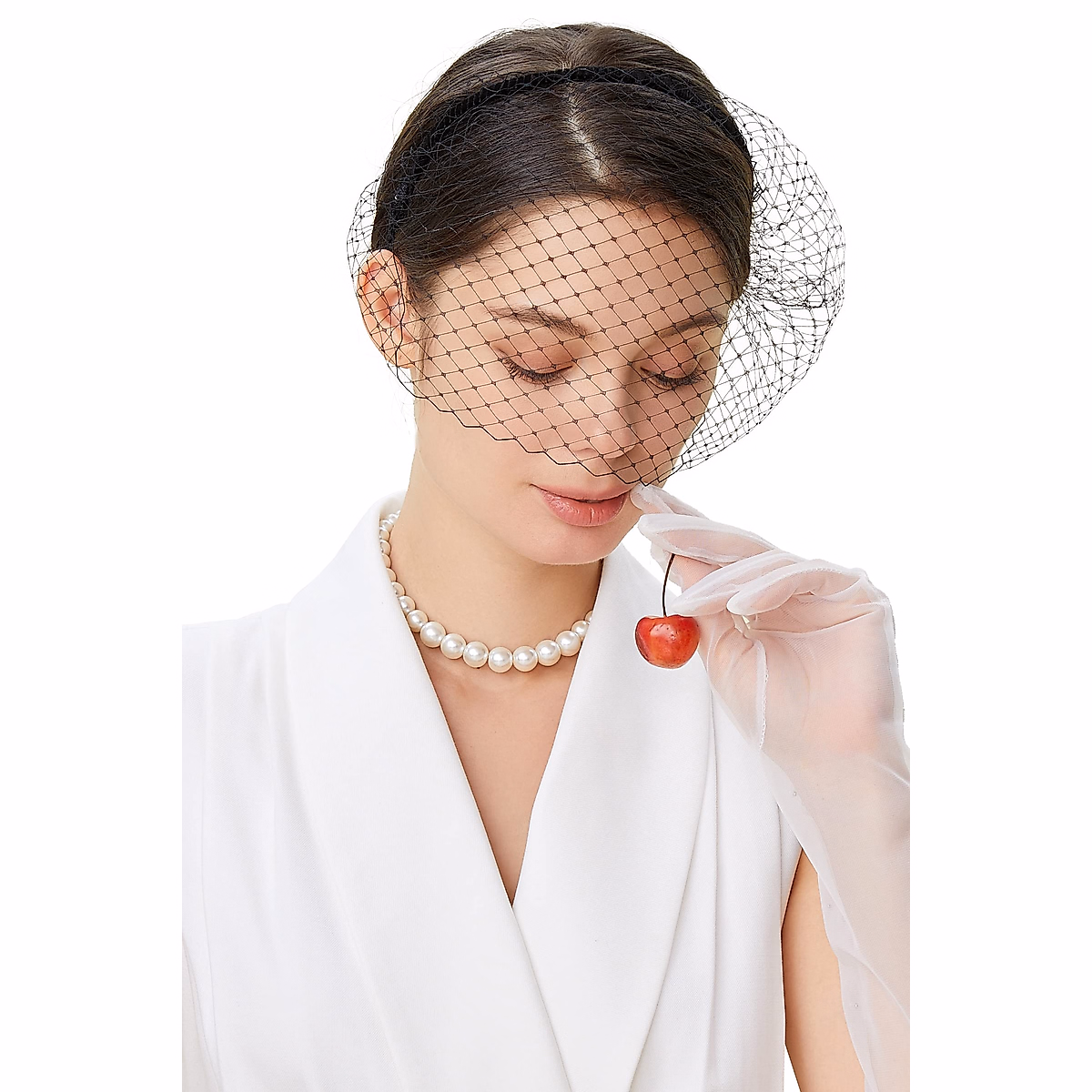 BABEYOND 1920s Flapper Fascinator Mesh Veil Headband Bridal Wedding Tea Party Fascinator Veil for Women