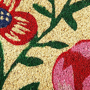 DII Floral Design Collection Natural Coir Doormat, 17x29, Bright Blossom