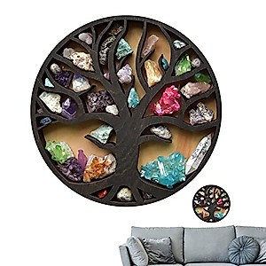 Crystal Stone Display Rack,Crystal Display Shelf Wall Placement Racks for Home | Engraved Tree Holder Shelf for Essential Oils, Statues, Stones Generic