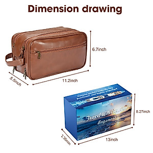 BNSPOCKET Personalized Leather Travel Toiletry Bag for Men, Large Travel Bathroom Shaving Dopp Kit, Large Cosmetic Bag Waterproof