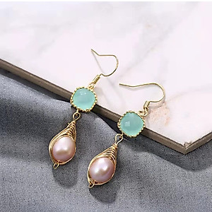 JA.S.JR Pearl Drop Earrings Gold Dangle Earrings Wedding Earrings Jewelry Gift for Women