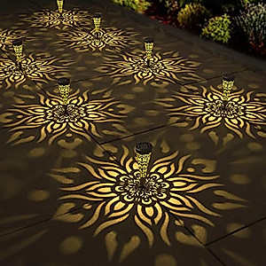 EKQ 6 Pack Solar Lights Outdoor Decorative Solar Garden Lights Waterproof with Warm Light Solar Pathway Lights for Patio Path Backyard Walkway Yard Garden Decor