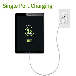 Leviton T5635-W USB Dual Type-C with Power Delivery (PD) In-Wall Charger with 15 Amp, 125 Volt Tamper-Resistant Outlet, White