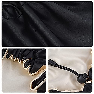 SUNLAND Satin Bonnet Hair Bonnet Silky Sleeping Cap Adjustable Satin Cap for Night Sleeping Hair Wrap Reversible Double Layer Black 2Pack
