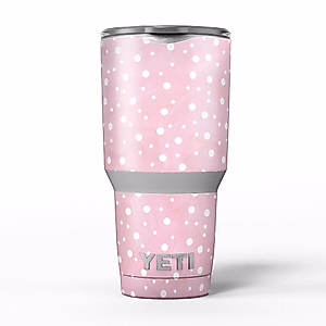 Design Skinz The Pink Watercolor Surface with White Polka Dots - Skin Decal Vinyl Wrap Kit compatible with the Yeti Rambler Cooler Tumbler Cups