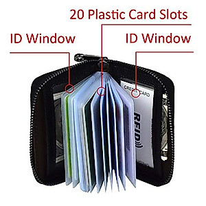Lacheln Card Holder for Women Men RFID Small Wallets Credit Card Case Money Organizers,20 Slots,Black