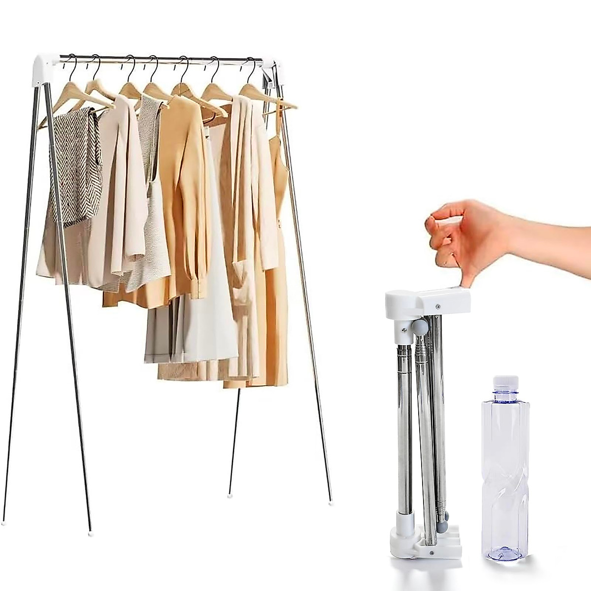 Heekaby Portable Travel Garment Rack, Collapsible Clothing Rack Extra Compact and Lightweight, Folding Clothes Rack for Travel Camping Drying RV Indoor Outdoor