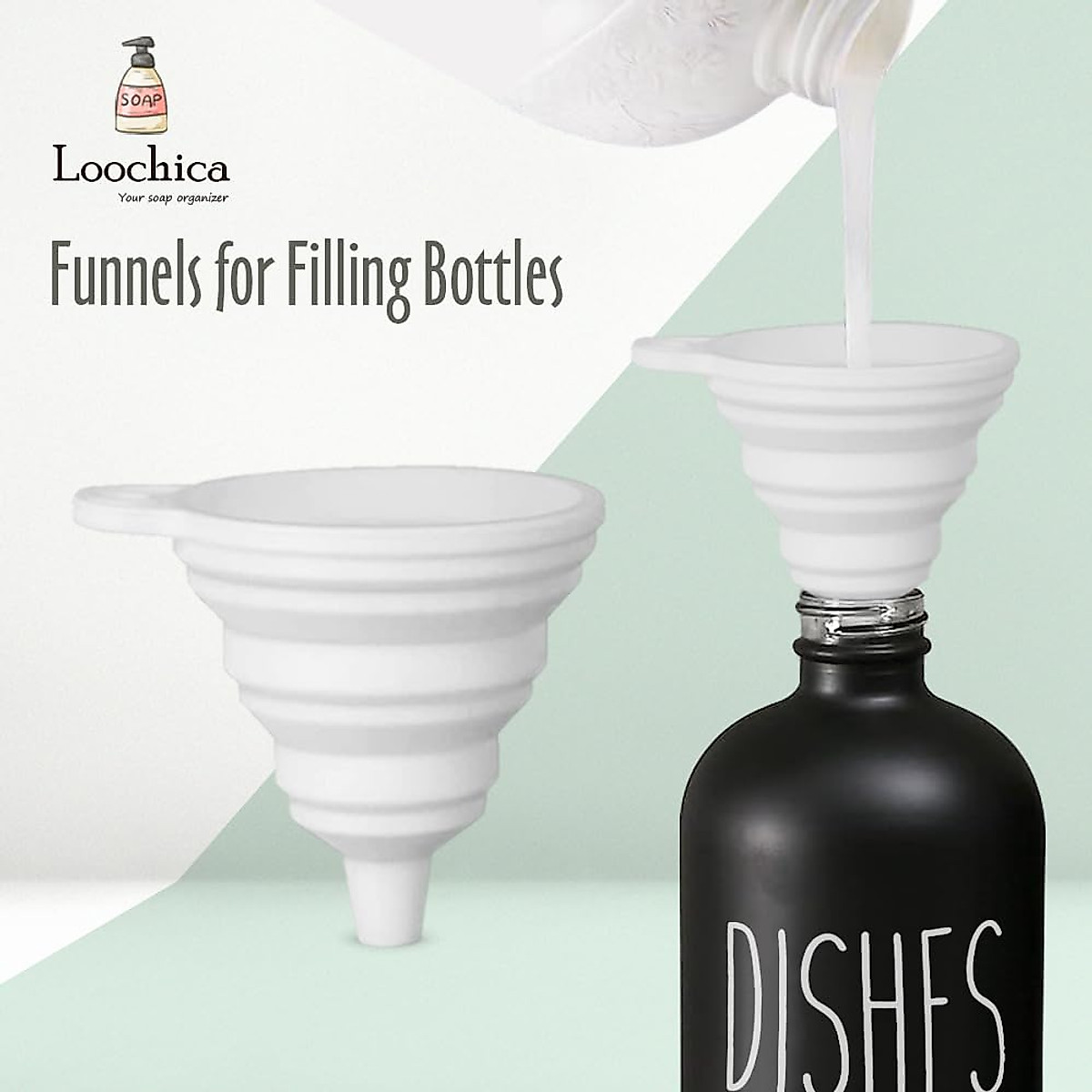 LOOCHICA Black Glass Kitchen Soap Dispenser, Detergent Dispenser or Dish Soap Dispenser for Kitchen Sink, Black Soap Dispenser, Modern Farmhouse Decor Dish Soap Pump for Kitchen Organization