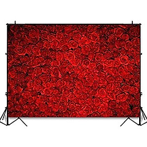 Avezano Red Rose Floral Wedding Photography Backdrop Valentine's Day Party Photo Backdrops Vinyl Cloth 14 February Background Photo Booth Props Pictures (7x5ft)