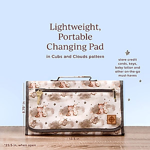 Portable Diaper Changing Pad by Candid Goods, Baby Changing Pad, Diaper Bag or Changing Table Pad with Smart Wipes Pocket, Lightweight & Waterproof Travel Changing Mat for Newborns (Cubs & Clouds)
