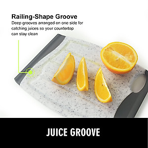 Small Non Slip Cutting Board, 7.48" Mini plastic Cutting Board for Small Kitchen Task, Unique Design with Multiple Juice Grooves! BPA Free, Dishwasher Safe, Easy Grip Handle (White)