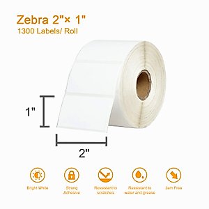 【15600 Labels/12 Rolls】 Labelebal 2" x 1" Direct Thermal Label (51mm x 25mm) Multipurpose Shipping Address Barcodes Labels Compatible for Zebra & Rollo Desktop Label Printer (1300 Labels/Roll)