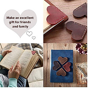 3Pcs Heart-Shape Leather Bookmark Page Corner Page Maker Leather Bookmark Personalized Handmade Reading Book Marker for Bookworm Women Men Teacher Student Lover Gifts