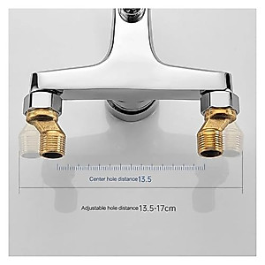 Zinc Alloy Basin Faucet Chrome Plated Wall Mounted Hot and Cold Water Double Spout Mixer Faucet Suitable for Bathroom Diverter Bathtub Shower Tray