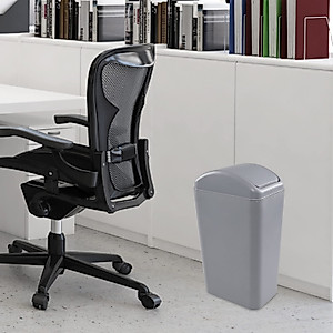 CadineUS 14 Liter Plastic Trash Can with Lid, Kitchen Bathrooom Office Garbage Bin Set of 2