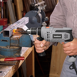 7-Amp Hammer Drill, Towallmark 1/2-Inch Electric Hammer Drill with 3000RPM, Variable Speed, 10 Drill Bits for Home Improvement, DIY, Masonry, Wood