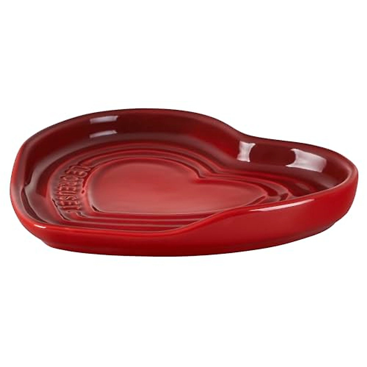 Le Creuset Cerise Stoneware Heart Shaped Spoon Rest, 5.25"